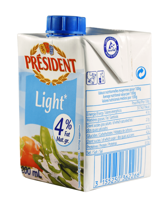 Président Uht Cream Extra Light 200ml – Kosmonte Foods
